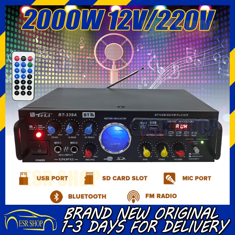 Lexing AV-339 Stereo Mixing Power Amplifier with Bluetooth (Black ...