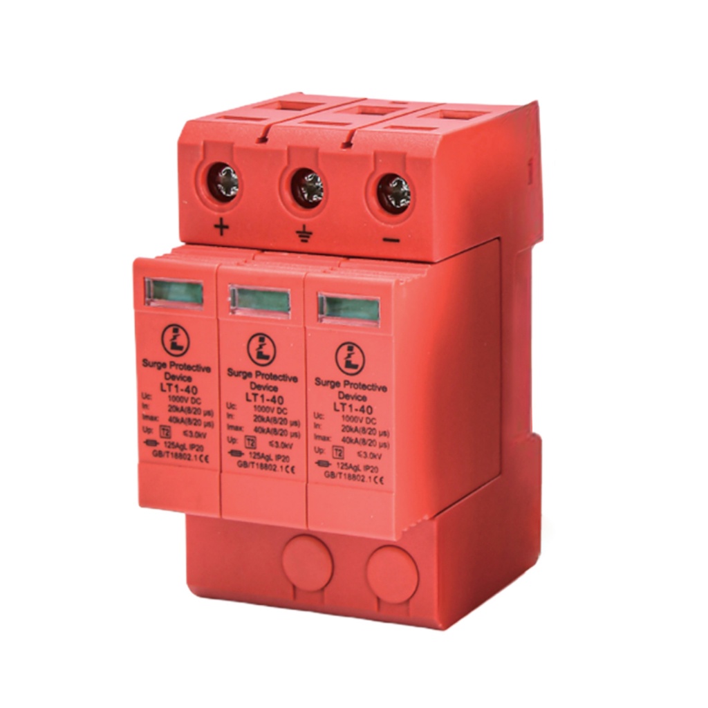 3P 20/40KA 1000DC Photovoltaic Surge Protector Arrester Lightning ...