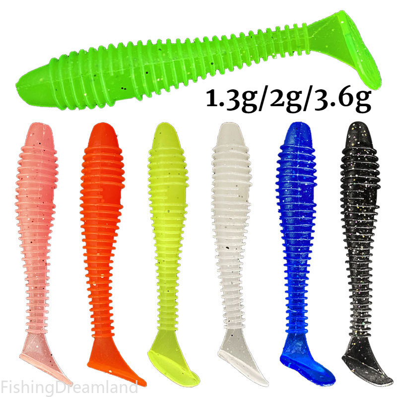 10pcs T-tail Threaded Spiral Soft Bait Soft Fish Soft Worm Lure Fake ...