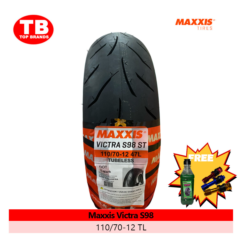 Maxxis Victra S98 T/L Tires w/ Sealant and Pito [110/70-12,120/70 ...
