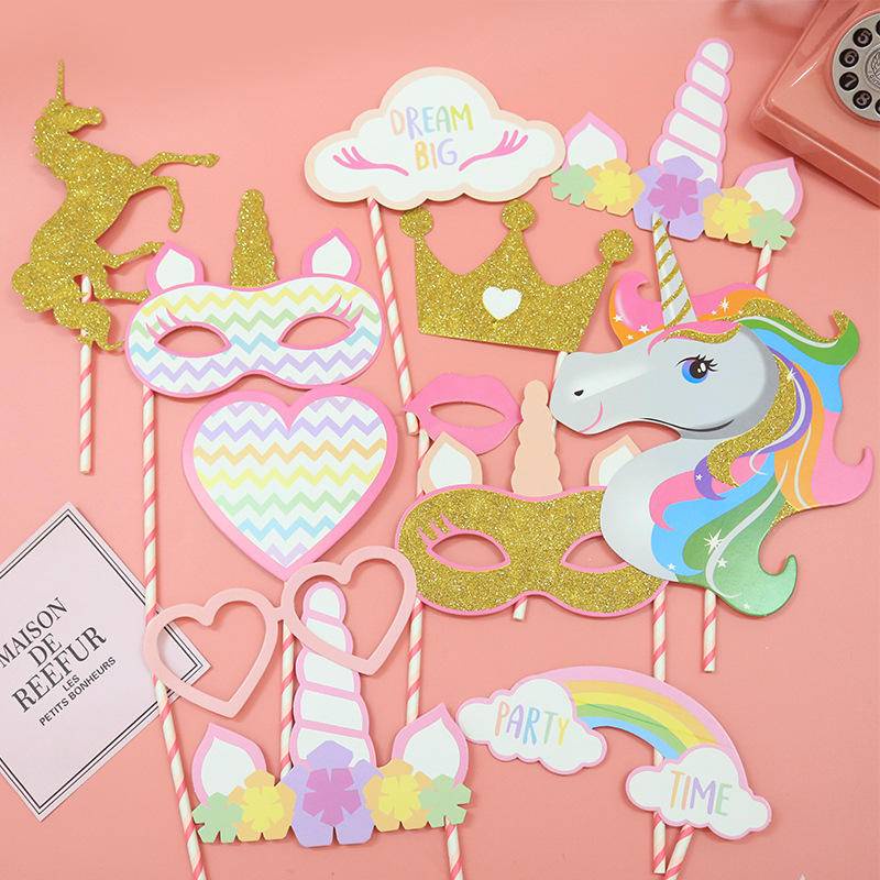 12-piece Set Unicorn Holiday Party Supplies Small Props Birthday Funny ...