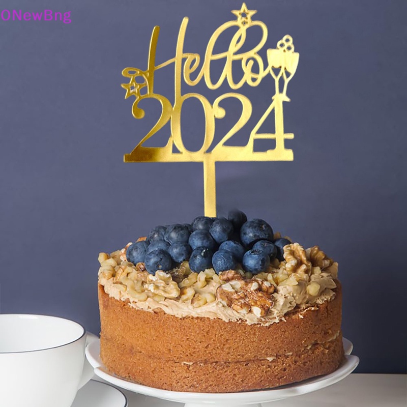 ONew 2024 Acrylic Happy New Year Cake Toppers Cupcake Topper Decoration ...