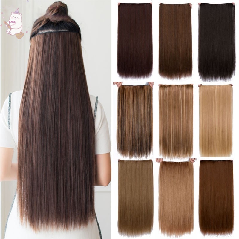 Wig Long Straight Clip In One Piece Synthetic Hair Extension 5 Clips ...
