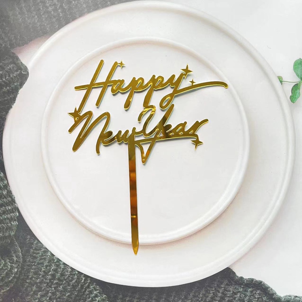10pcs/pack Acrylic Happy New Year Cake Topper Dessert Decoration 2024 ...