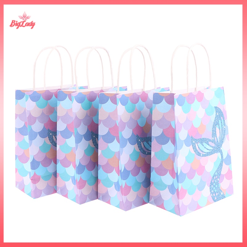 UVLN> 10Pcs Mermaid Tail Paper Gift Bags Mermaid Theme Party Candy ...