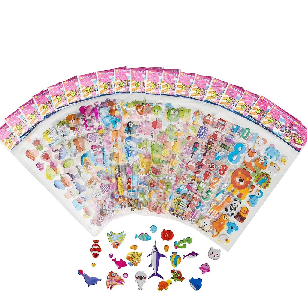 Puffy Stickers Cartoon Animal Letters Flower Stationery Scrapbook ...