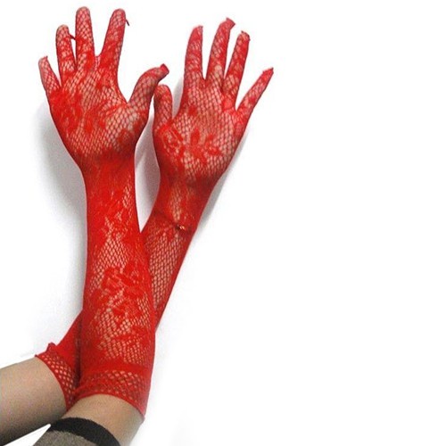 Women Sexy Stretch Lace Prom Gloves Mesh Jacquard Finger Wedding Gloves ...