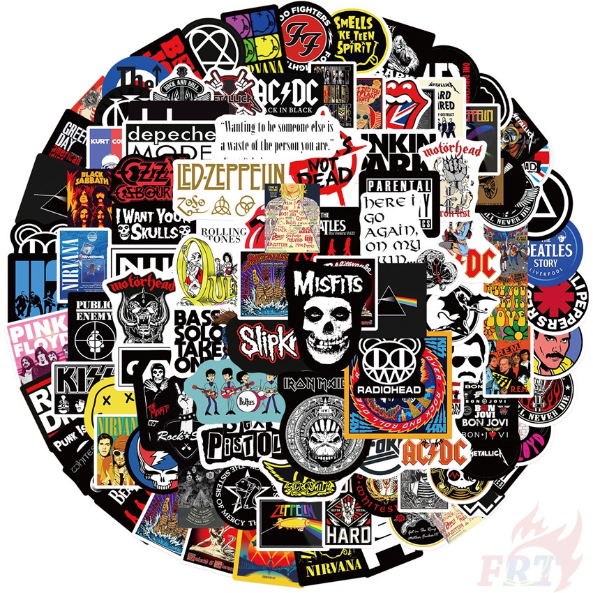 100Pcs/Set Mixed Rock Band . Rock'n'Roll Art Series 02 Stickers ...
