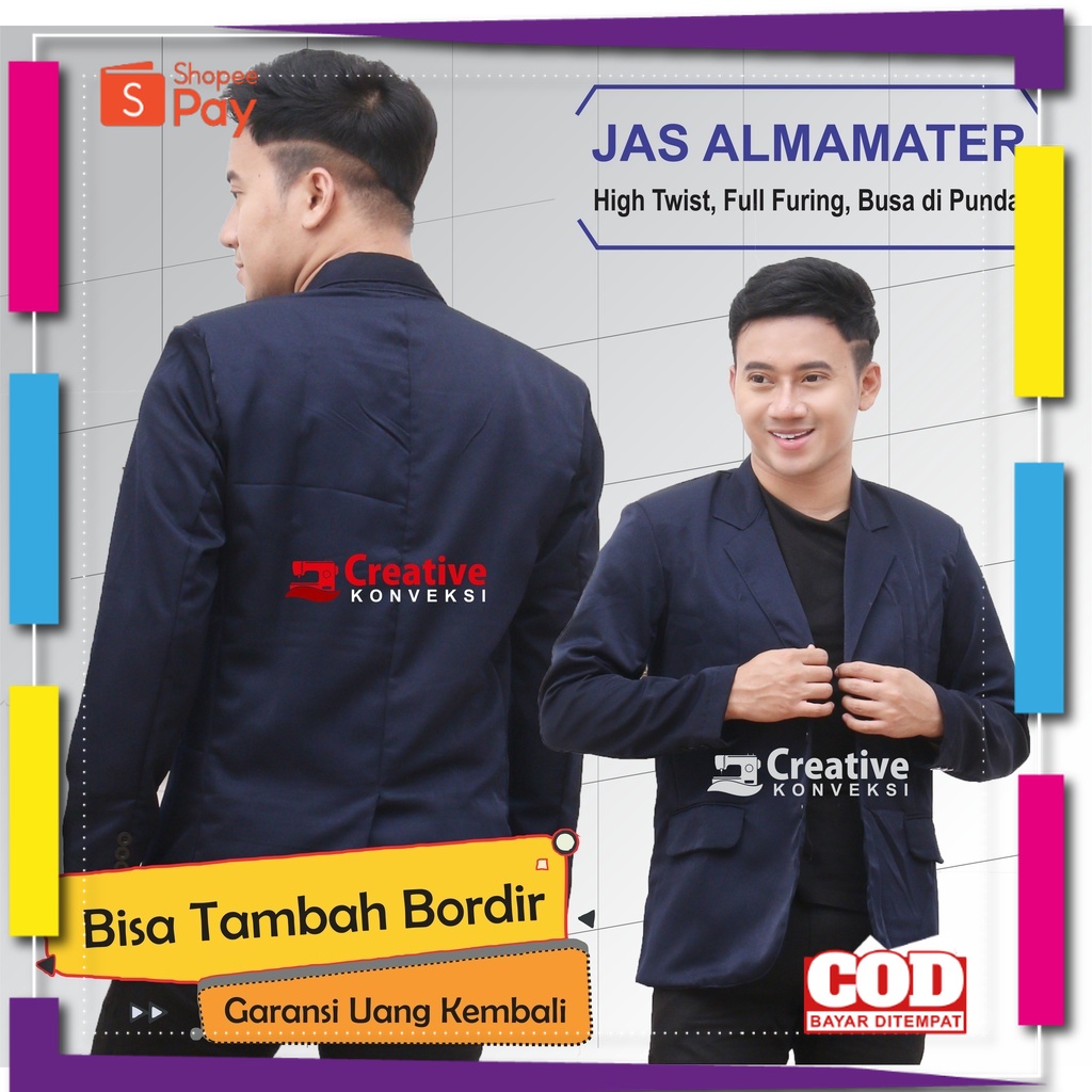 Premium KOREAN STYLE / Plain navy full fur alma mater jacket, student ...