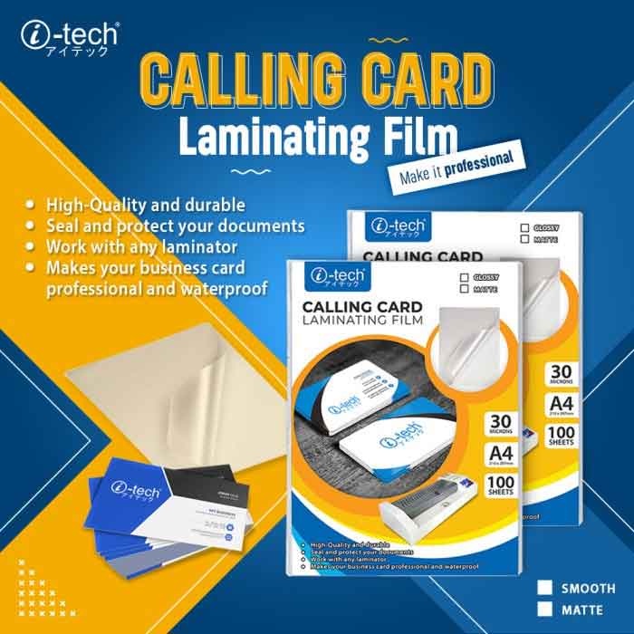 [1 PACK] I-Tech A4 Size Calling Card Laminating Film Glossy | Matte ...