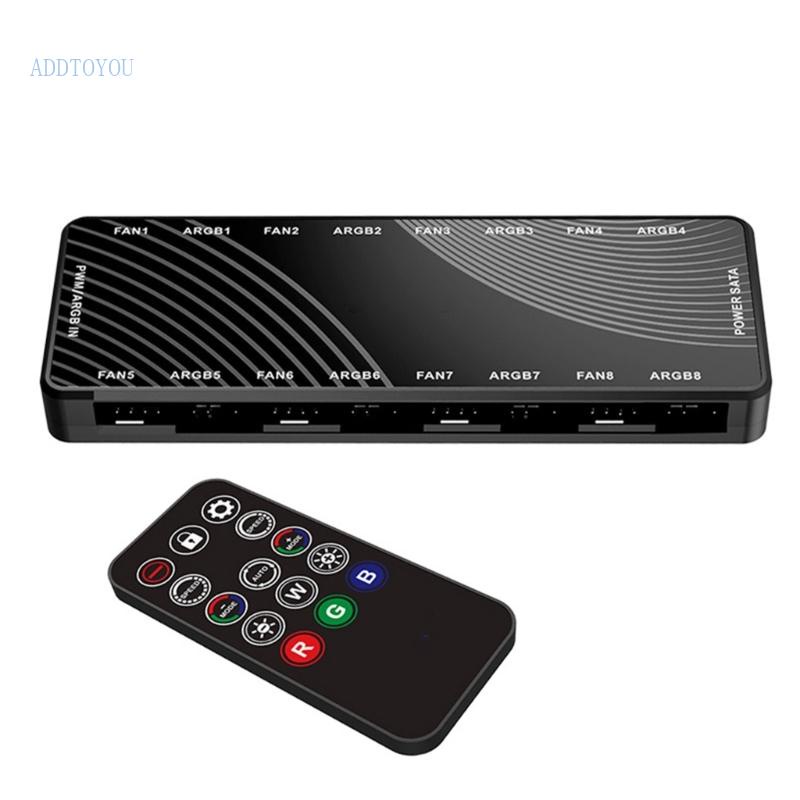 【3C】 5V 3Pin ARGB ARGB+PWM 2 in 1 Fan Hub 12V 4Pin to 8 Fans Controller ...