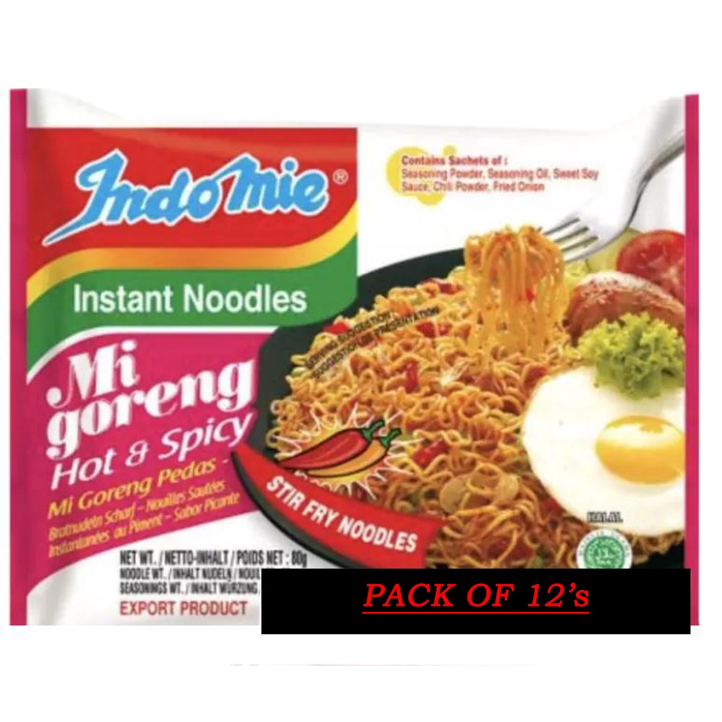 Indomie MiGoreng Hot&Spicy 12PACKETS Dry Noodles 80gm/pack | Shopee ...