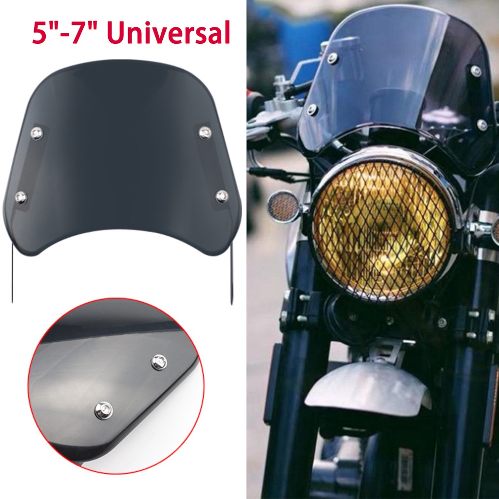 Motorcycle 5-7 inch Universal Headlight Windshield Windscreen Wind ...