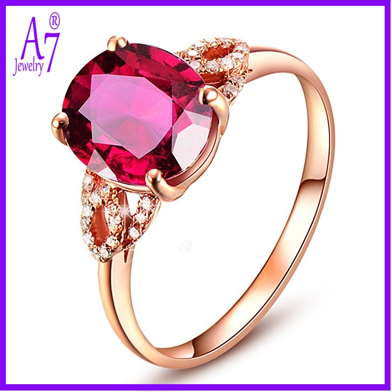 18K Rose Gold Red Crystal Women's Wedding Ring JJH925 | Shopee Philippines