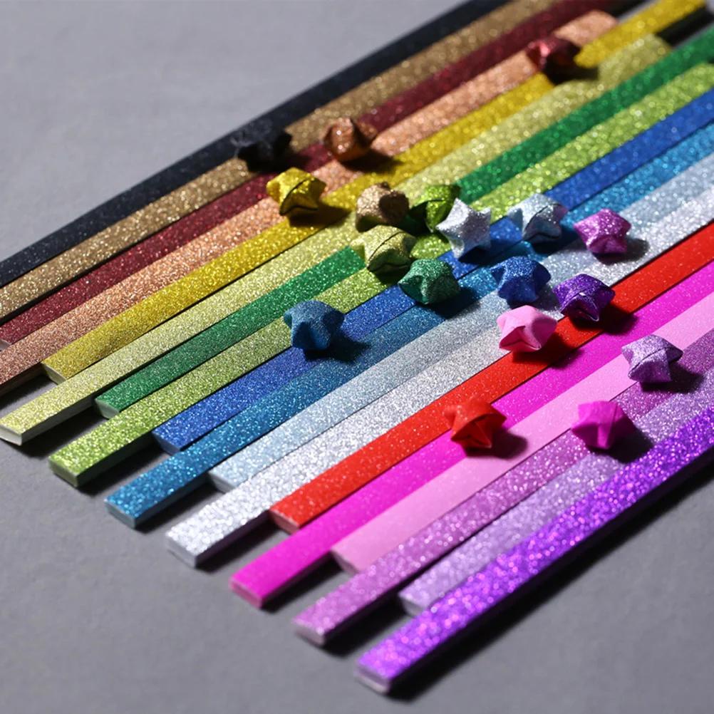 20 Sheets Paper Origami Star Strips Stars Lucky Glitter Glow Folding ...