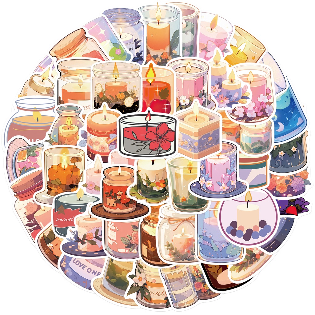 50pcs Cartoon Stickers Aromatherapy Candle Series DIY Waterproof ...