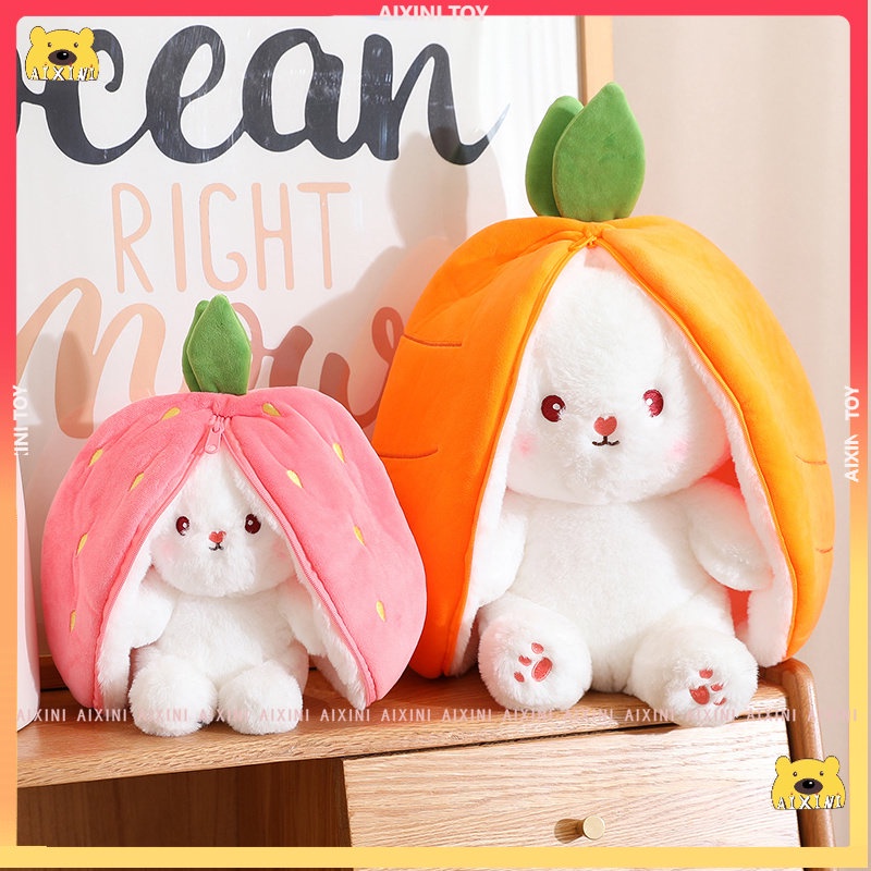 2-in-1 cute rabbit, 2-in-1 long eared plush rabbit, carrot plush doll ...