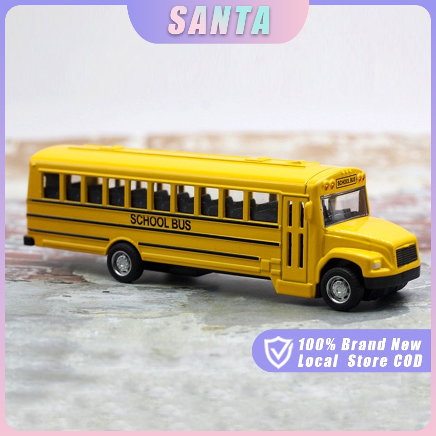 Mini Alloy Inertial School Bus Model 1:32 Car Pull Back Vehicle Toys ...
