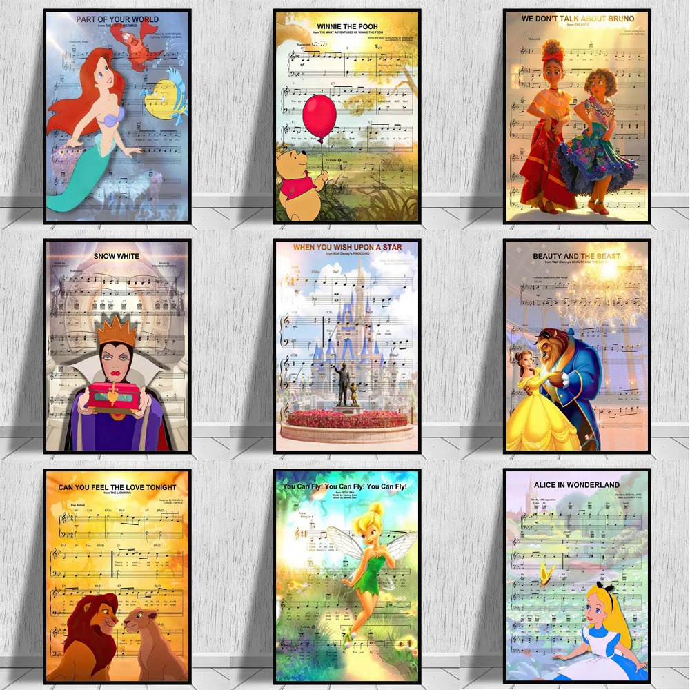 Disney Music Score When You Wish Upon A Star Cartoon Art Canvas ...