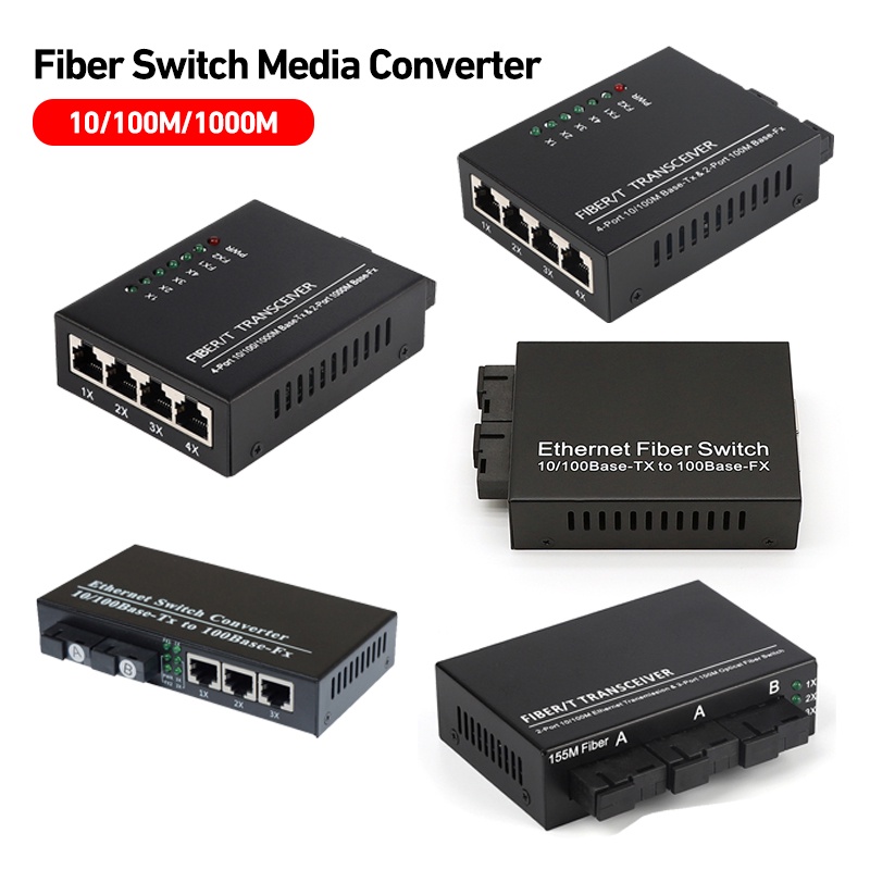 Fiber Switch Media Converter 100/1000M 2 SC Port 4 RJ45 Port 2F4E/2F3E ...