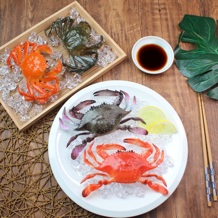 Artificial Hairy Crab Models Fake PVC Swimming Crab Red Crabs Display ...