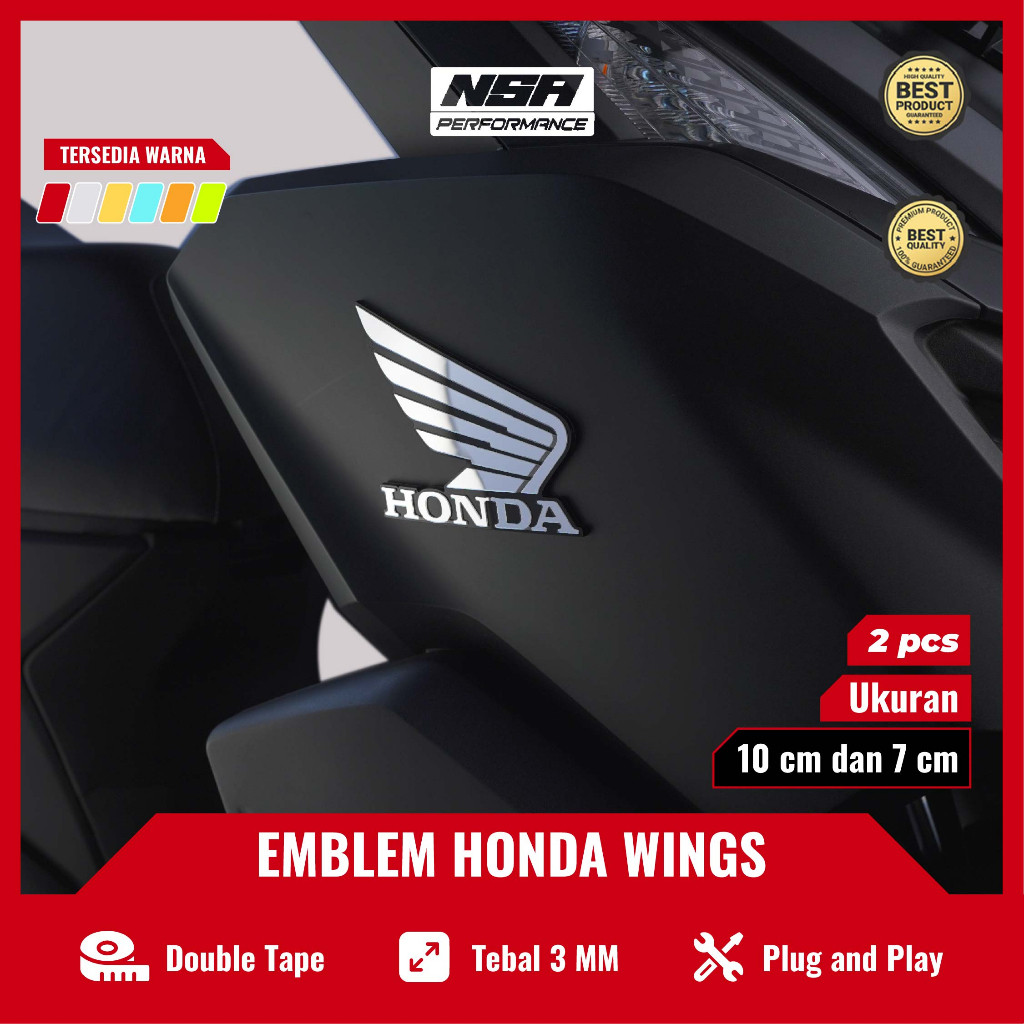 NSA EMBLEM HONDA WINGS 2PCS STICKER embossed HONDA EMBLEM MOTORCYCLE ...