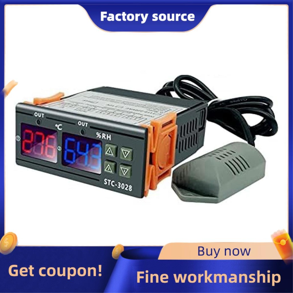 Dual Display Temperature and Humidity Controller STC-3028 10A AC110-220V, Intelligent Digital ...