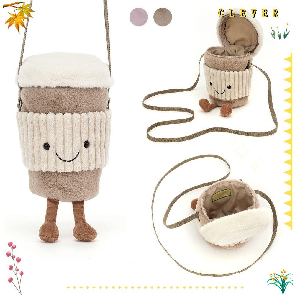 CLEVERHD UK Coffee Milk Tea Bag, Amusable Plush Crossbody Bag, Funny ...