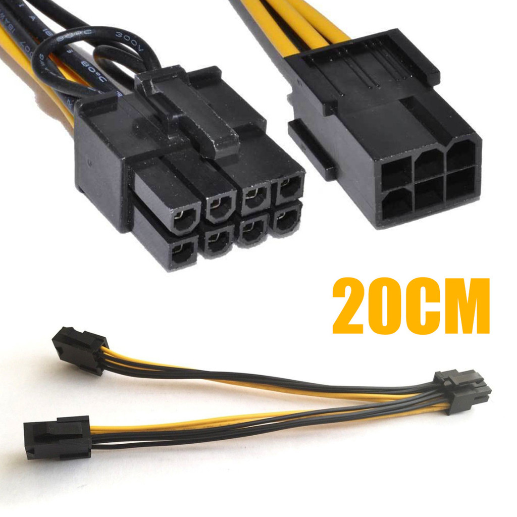 New Dual 6 Pin Female To Single 8 Pin Male PCIe Graphics Cards Power ...