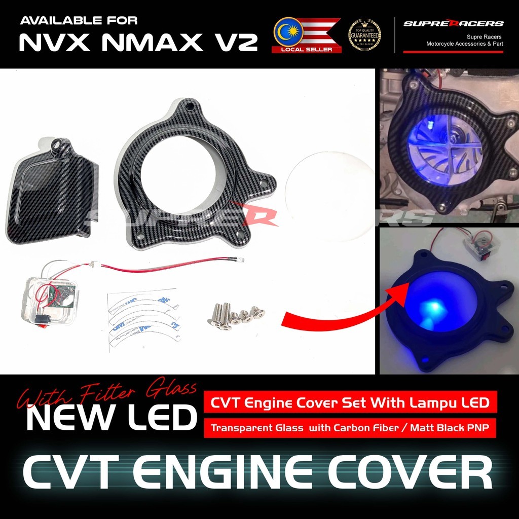 CVT Cover Transparent With LED NVX 155 V2 AEROX NMAX V2 CVT Engine ...