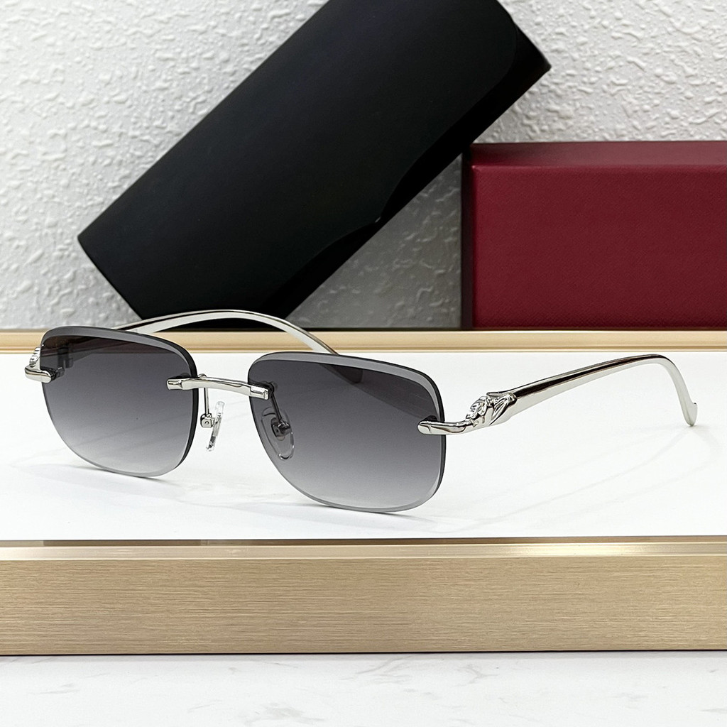 Cartier 0058Fashion Luxury Metal Rimless Diamond Cut Edge Cool Trendy ...