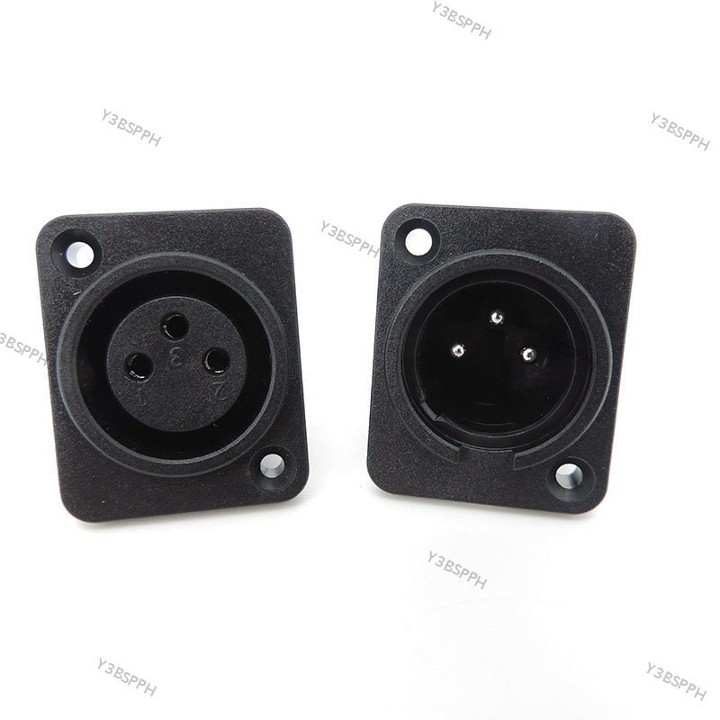 3Pin XLR male female power connector Straight socket Panel Mounted ...