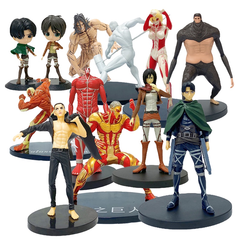 New Attack on Titan Levi Action Figure Ackerman Eren Yeager Mikasa ...