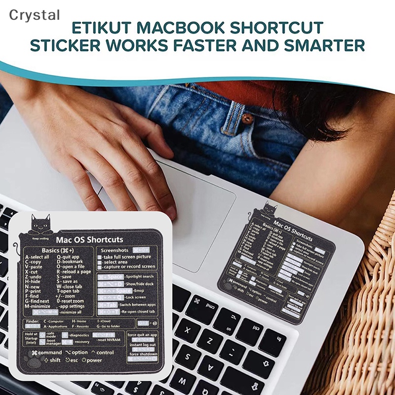 Crystal- 1PC Design for Mac OS System Keyboard Shortcut Sticker Black ...