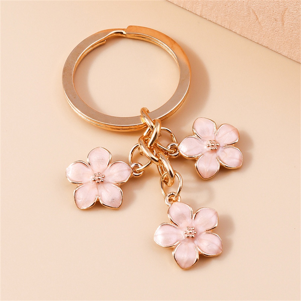Colorful Metal Flower Pendant Keychain Sweet Cherry Blossom Key Ring ...