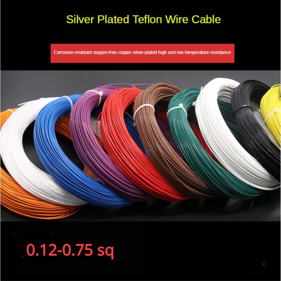 5Meters Teflon Silver Plated Wire (0.12-0.75 square) High Temperature Electronic Wire PTFE Teflo ...