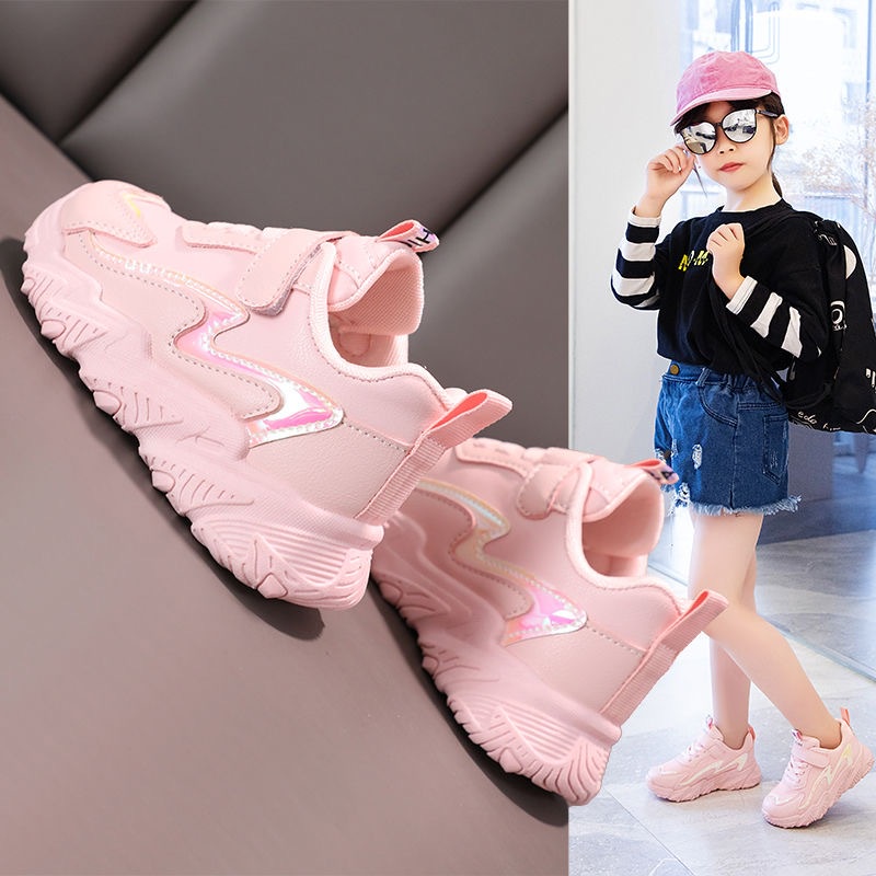 Kids sneakers for girls students sport white shoes for 3-12years ...