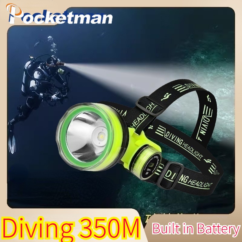 New Powerful Scuba Diving Headlamp LED Diving Strong Light Super Bright ...