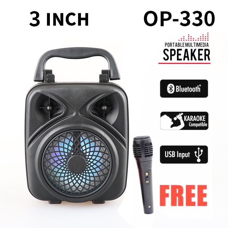 OP-330 Karaoke LED Flashinglights Portable Wireless Bluetooth Speaker ...