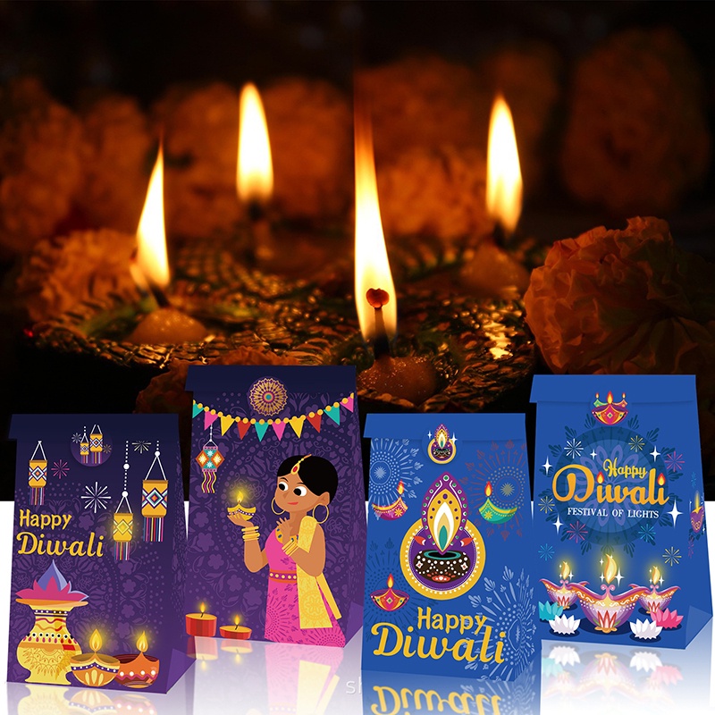 [Ready Stock] New Deepavali Candy Kraft Paper Bags Diwali Gift Boxes ...