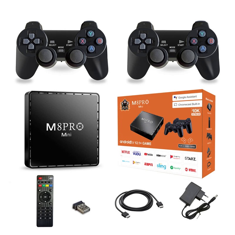M8Pro Mini Smart TV Box Video Game Console Android 10 2023 H313 UHD 10K 3D 64G 10000 Games Wi-Fi ...