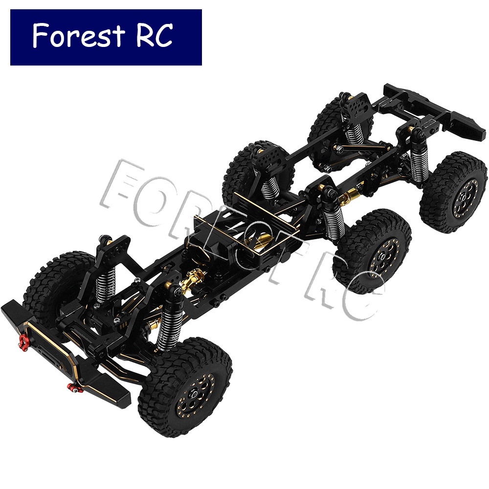 Brass + Aluminum Metal 6x6 RC Car Chassis Frame with Front Middle Rear Axles Gearbox DIY for ...
