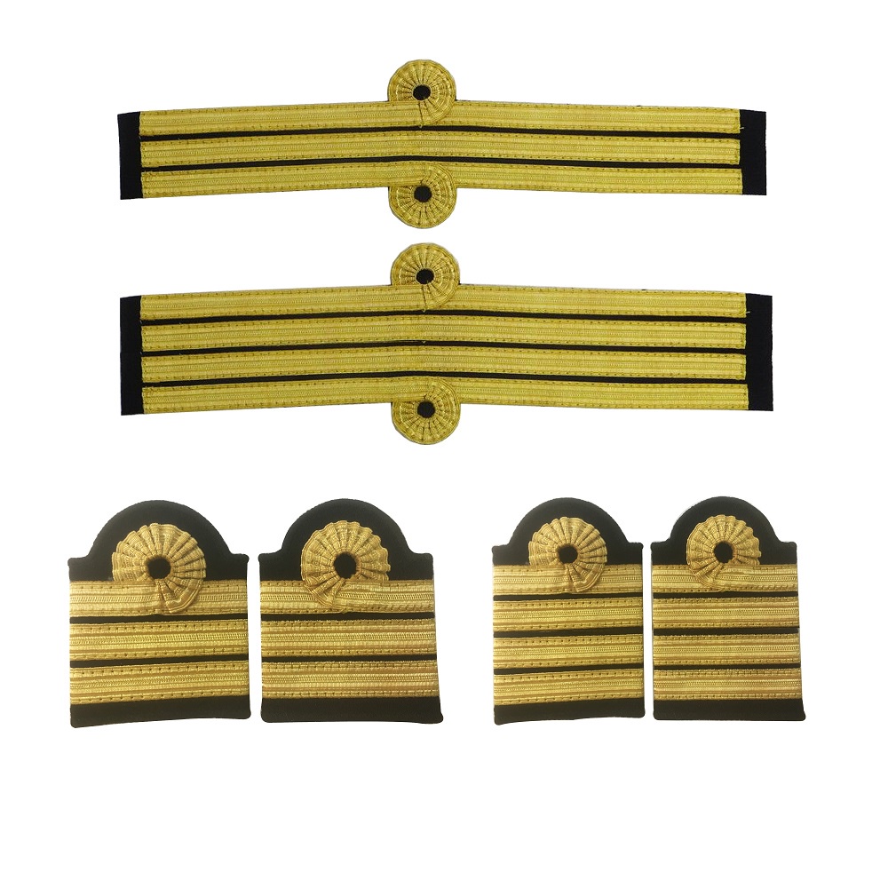 Golden Bullion Braid epaulettes, pilot Aviation, handmade uniform ...