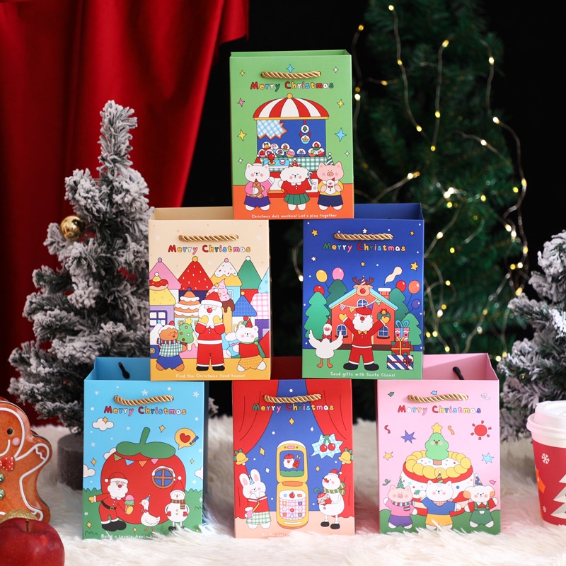 Cartoon Fashion Cute Christmas Handle Gift Box Santa Claus Snowman Elk ...