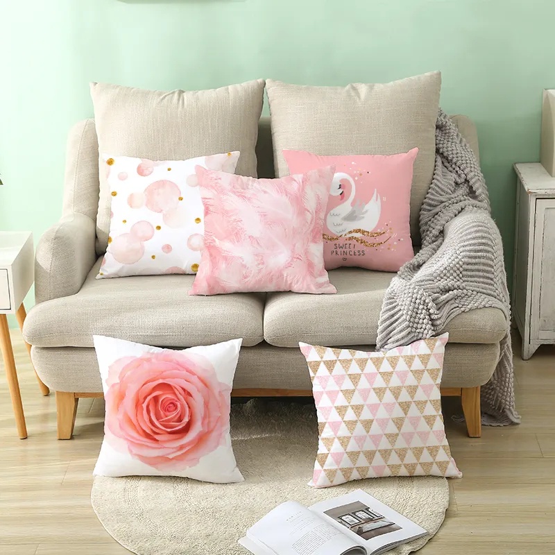 Pink Series Decorative Throw Pillow Case Cushion Cover with Zipper 18 x ...