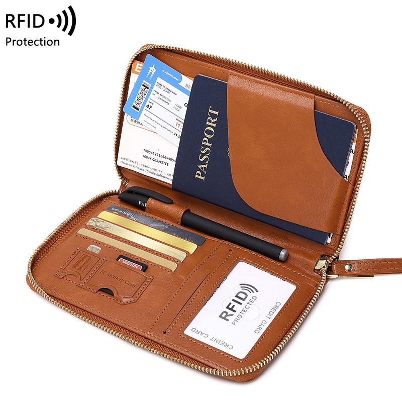 New RFID Long Passport Holder/Document Bag Multifunctional Travel ...