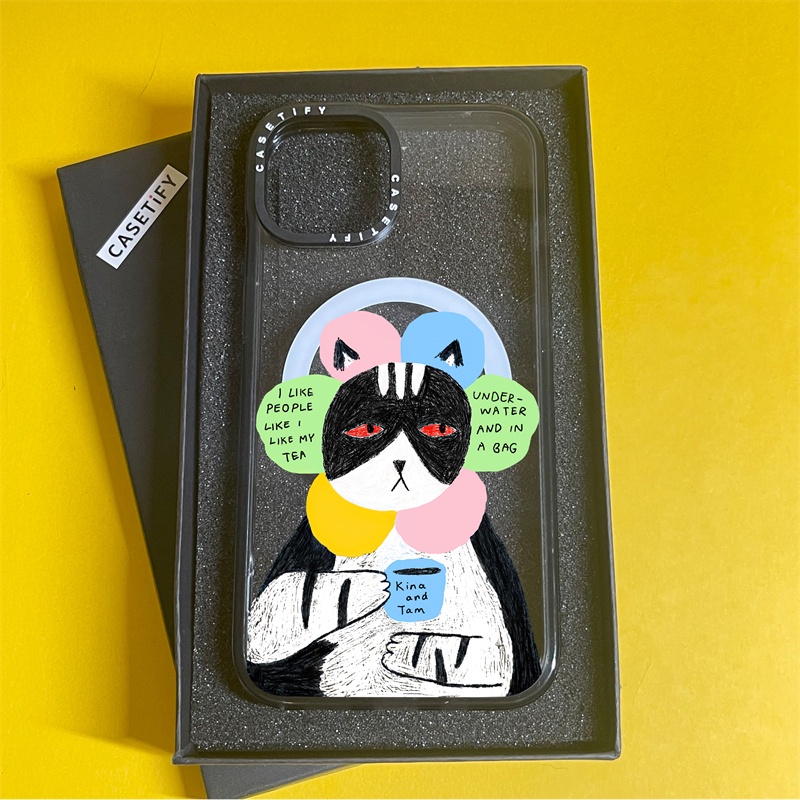 CASETiFY X This Cat Dislikes People Magnetic suction Black Edge Clear ...
