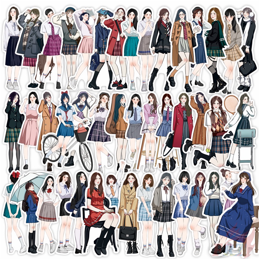 70Pcs/Set Preppy Style . Academy Uniform Girls Stickers DIY Fashion ...