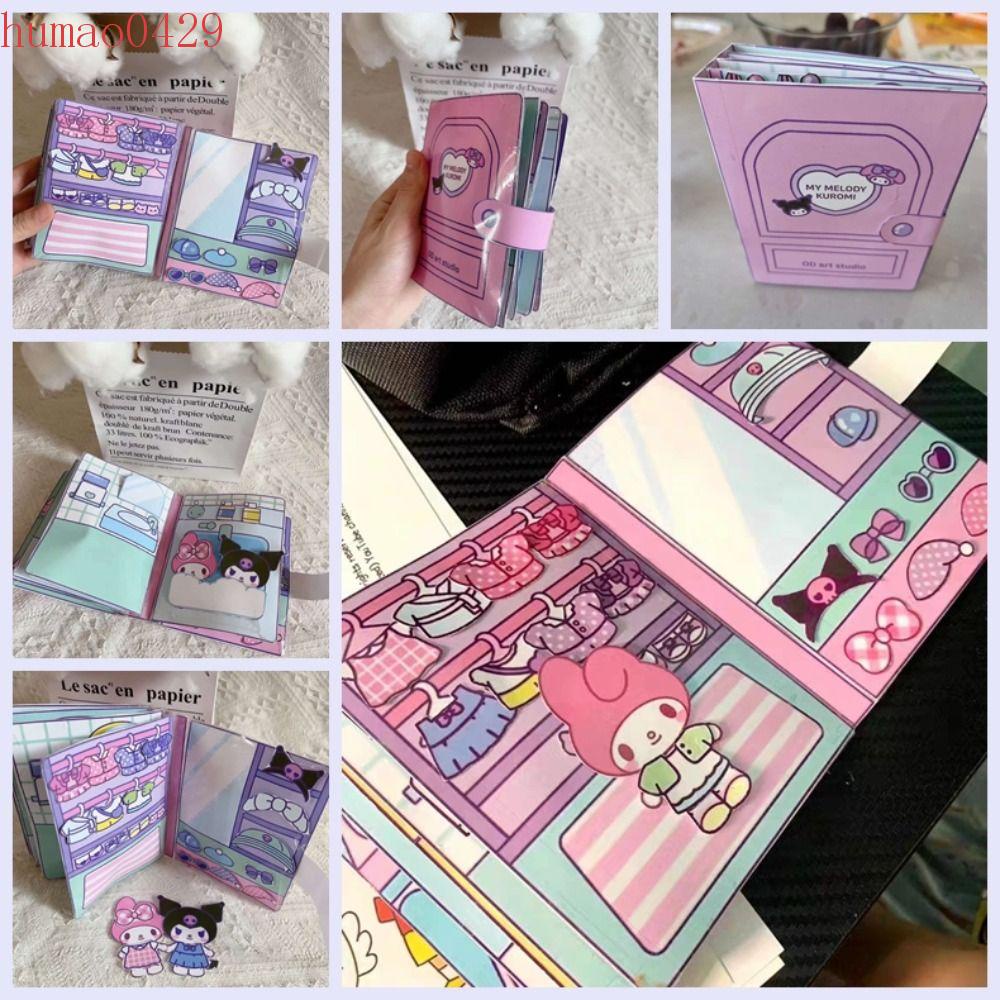 HUMAO Sticker Games Melody Quiet Book, Kuromi My Melody Handmade Diy ...