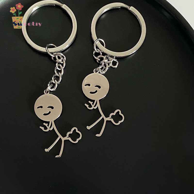 Sweetiy> Fun Stickman Couple Keychain Ins Cute Personality Funny ...